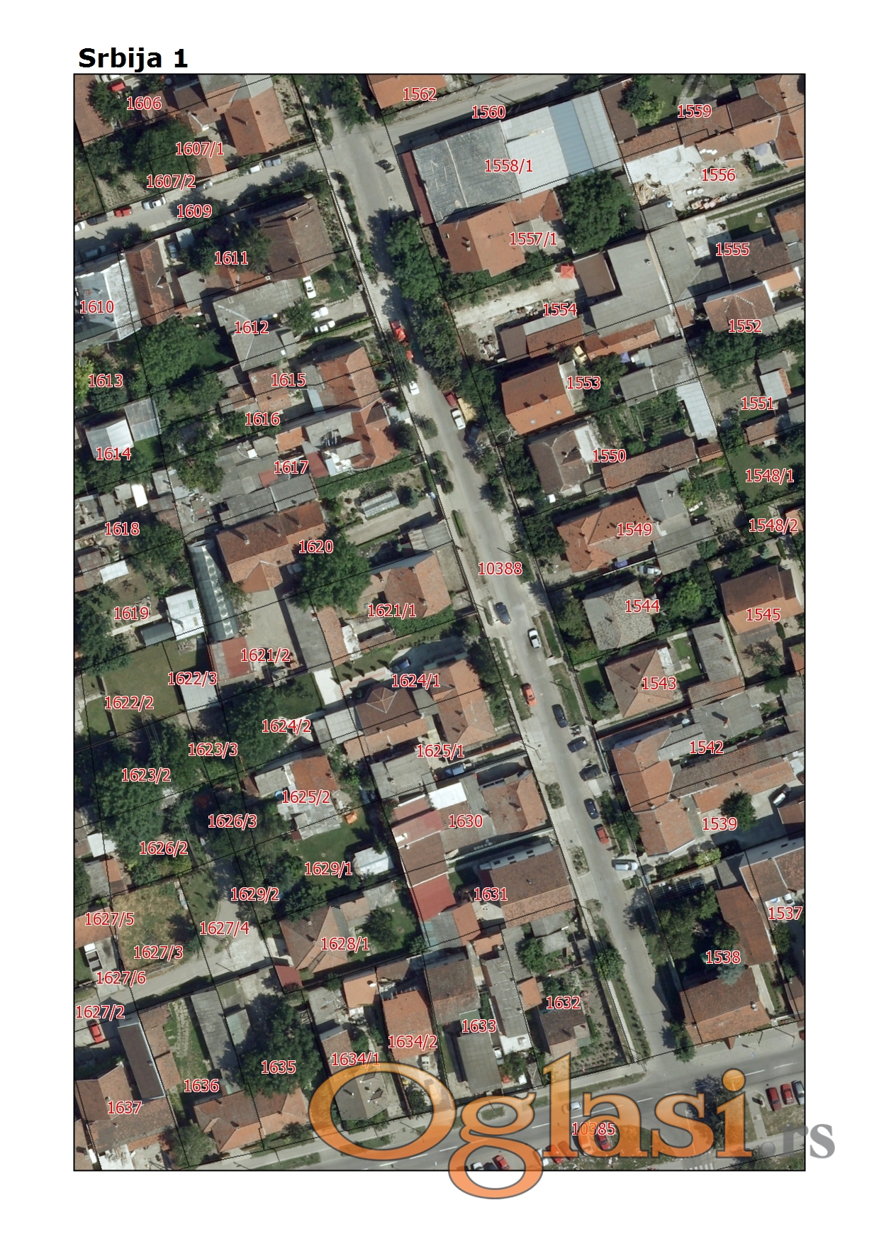 Satelitski snimak parcela sa medjama Srbija (02-192792) - Oglasi.rs